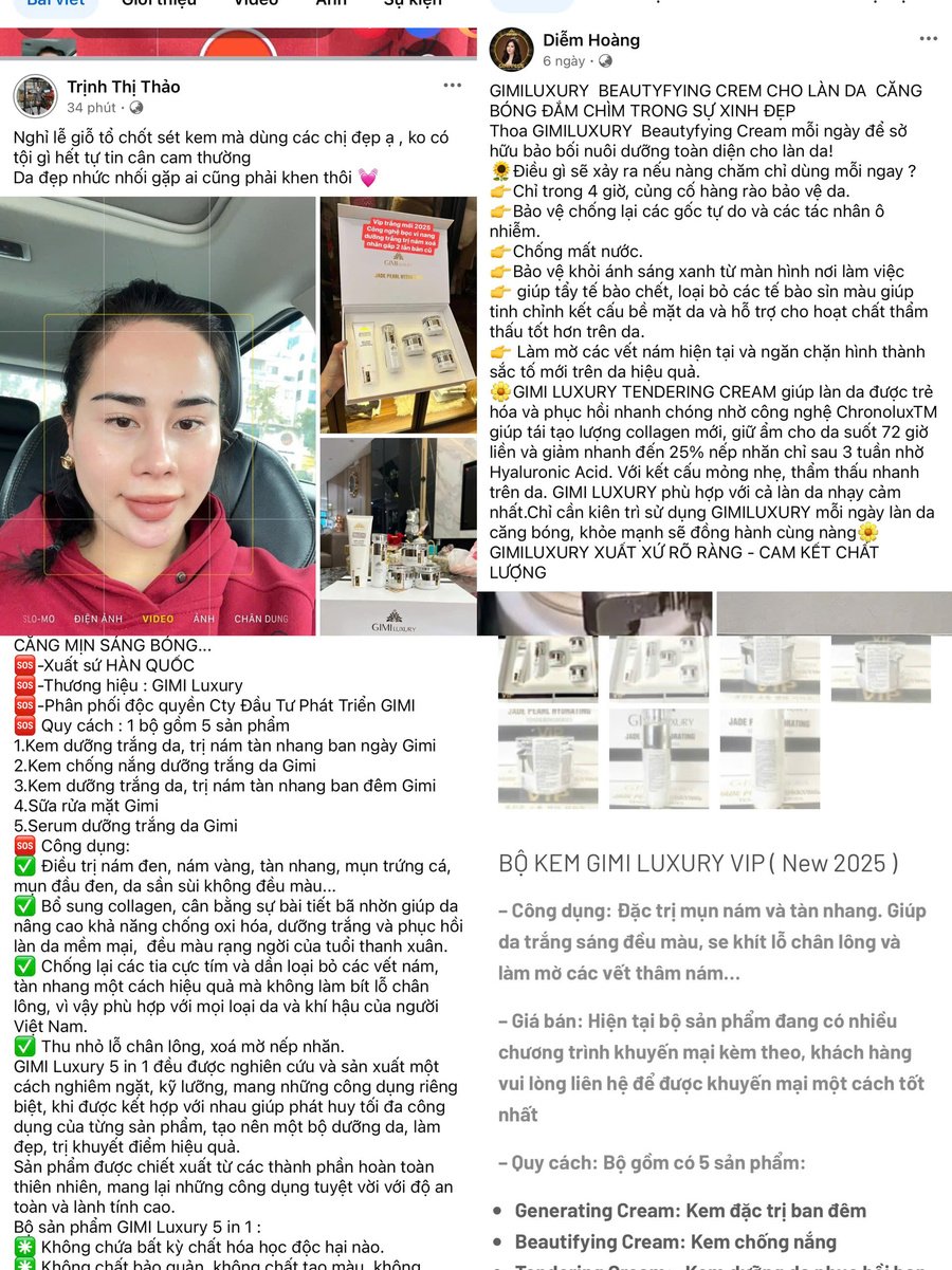 Hàng loạt mỹ phẩm mang thương hiệu Gimi quảng cáo thổi phồng công dụng ...
